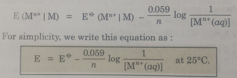 Nernst Equation - Chemistry, Class 12, Electro Chemistry